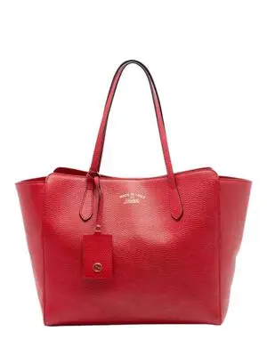 Gucci Medium Leather Swing Tote Bag - Red