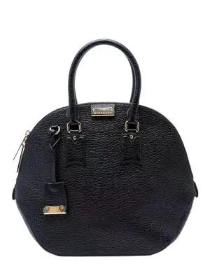 Burberry Large Grained Calfskin Heritage Orchard Bowling Bag Satchel - Black