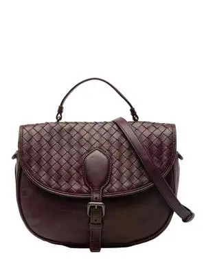Bottega Veneta Intrecciato Trimmed Leather Satchel - Red