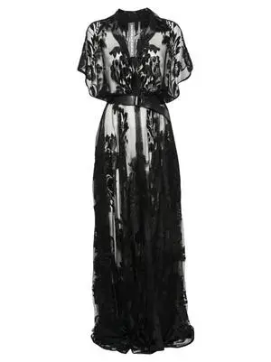 Norma Kamali Floral Devoré Maxi Dress - Black