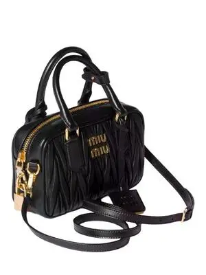 Miu Miu Arcadie Matelassé Nappa Leather Bag - Black
