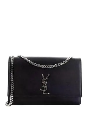 Saint Laurent Classic Monogram Grainy Leather Large Crossbody Bag - Black