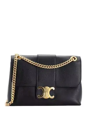 Celine Victoire Flap Leather Teen Shoulder Bag - Black
