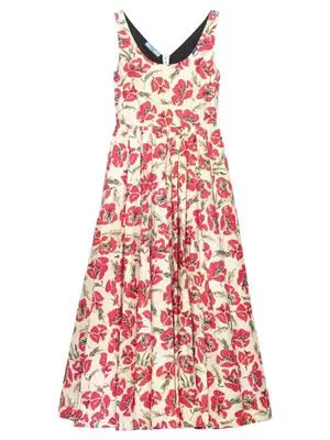 Prada Soft Poplin Sleeveless Dress With Floral Print - Neutrals