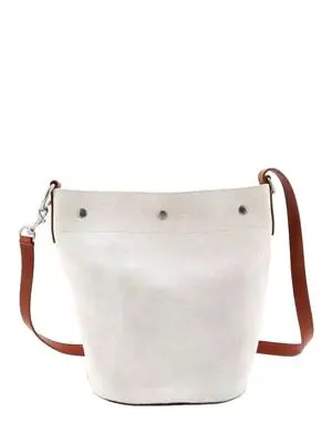 Saint Laurent Rive Gauche Canvas Bucket Bag - Neutrals