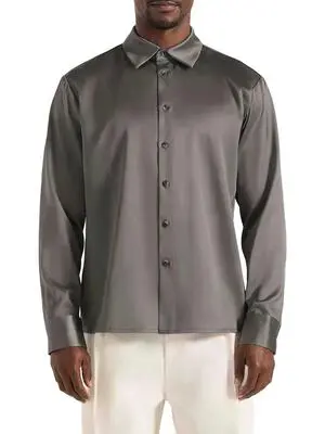Manière De Voir Maniere De Voir Satin Revere Collar Shirt - Grey