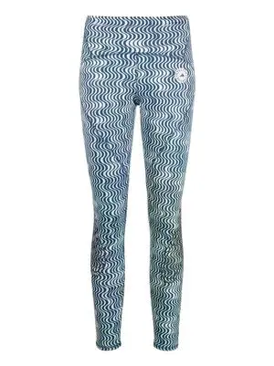 Adidas By Stella McCartney Truepace Abstract-print Running Leggings - Blue