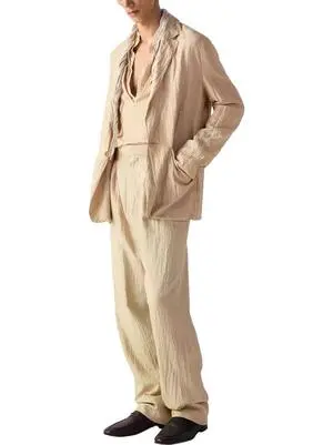 Zegna V-neck Striped Silk Shirt - Neutrals
