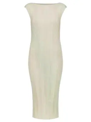 Issey Miyake Pleated Sleeveless Midi Dress - Neutrals