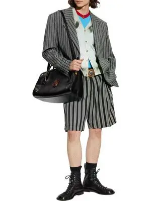 Versace Striped-pattern Single-breasted Blazer - Black