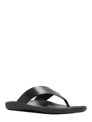 THE ROW Leather Flip Flops - Black