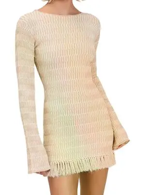DEVON Fringe-trim Backless Knit Dress - Neutrals