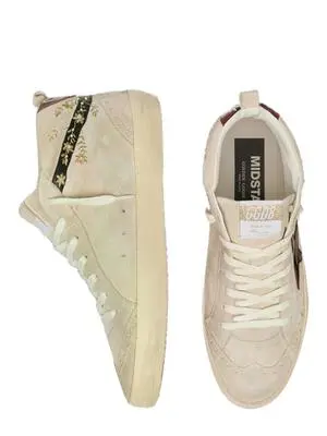 GOLDEN GOOSE Mid Star Sneakers In Suede With Embroidered Accents - Neutrals