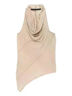 YEHUAFAN Draped-neck Halterneck Top - Brown