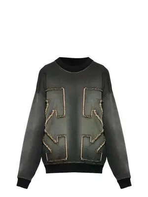 Off-White Arrows Patch Frayed Sweater - Grey