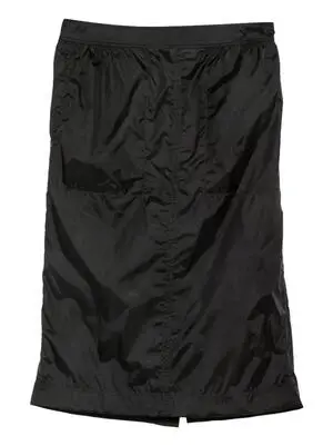 Saint Laurent Ruched Detail Midi Skirt - Black