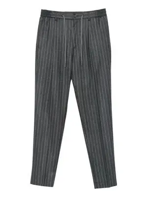 Tagliatore Charcoal Gray Pinstripe Drawstring Trousers - Grey