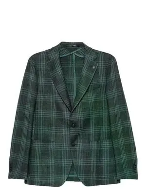 Tagliatore Check-pattern Notched-lapels Blazer - Green