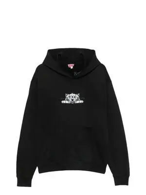 Kenzo Logo-embroidered Hoodie - Black
