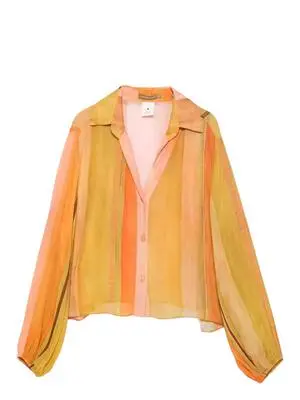 AGUA DE COCO Striped Silk Shirt - Orange
