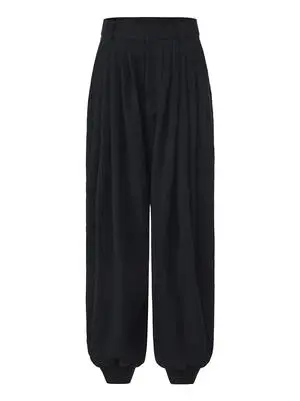 FRONT ROW SHOP Balloon Pleat Trousers - Black