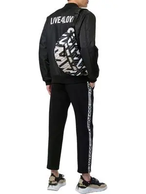 PORTS V Slogan Bomber Jacket - Black