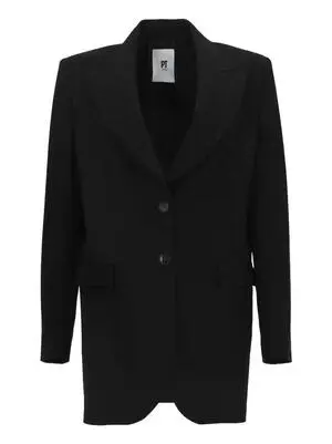 PT TORINO Victoria Peak-lapel Single-breasted Blazer - Black