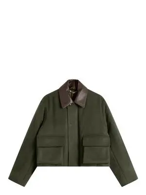 Auralee Long-sleeved Jacket With Detachable Leather Collar - Black