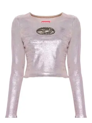 DIESEL® Embellished Long Sleeve Top - Gray