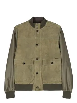 MOORER Contrast Panel Bomber Jacket - Green