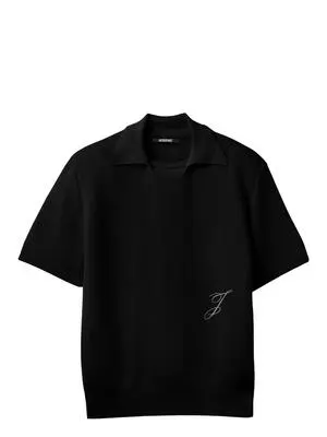 Jacquemus Knitted Polo Shirt - Black