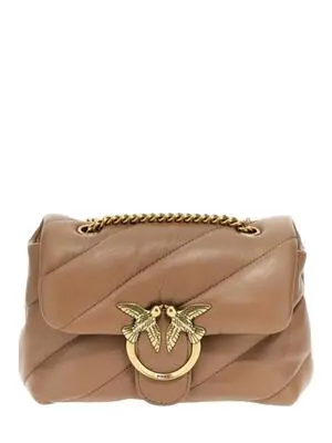 Pinko Love Mini Puff Logo Plaque Shoulder Bag - Brown