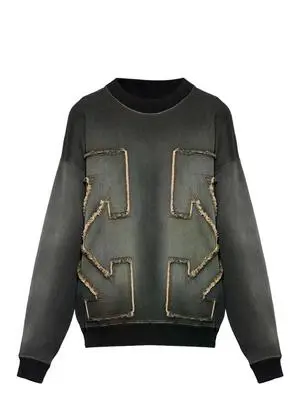 Off-White Arrows Patch Frayed Sweater - Grey
