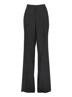 Tagliatore Charcoal Herringbone Pressed Crease Wide Leg Trousers - Grey