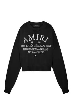 Amiri Round Neck Logo Patterned Sweater - Black