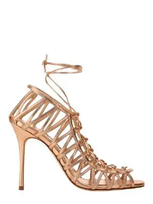 Manolo Blahnik Logo High-heeled Sandals - Nude