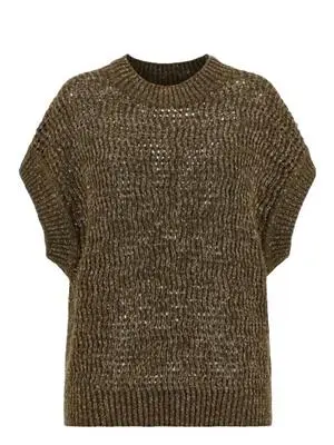 Max Mara Crewneck Short-sleeve Sweater - Brown