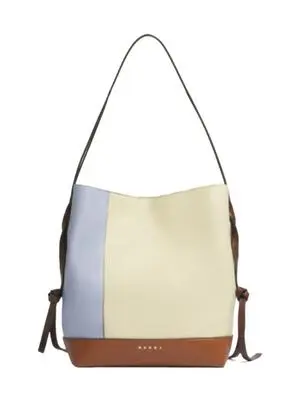 Marni Leather Hobo Bag - Blue, Beige And Brown