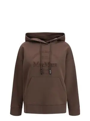 Max Mara Max Mara Logo Embroidered Drawstring Hoodie Chocolate-colored