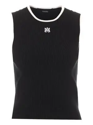 Amiri Sleeveless Ribbed Knit Vest - Black