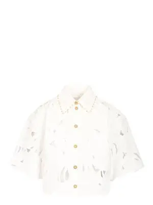 Zimmermann Zimmermann Mahon Embroidered Crop Shirt No
