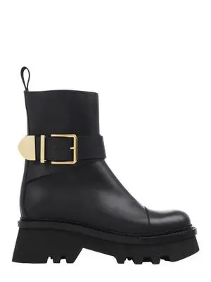 Chloé Owena Ankle Boots With Western Buckles - Black
