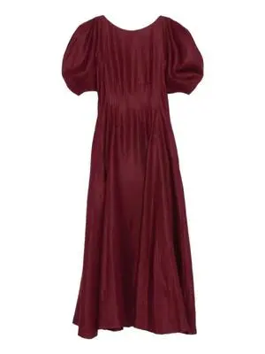 Gabriela Hearst Puff Sleeve Maxi Dress With Belted Waist - Brown