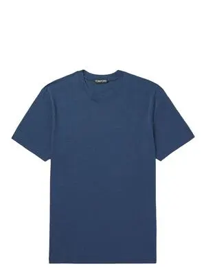 TOM FORD Lyocell And Cottonblend Jersey Tshirt - Navy