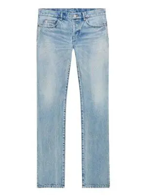 Saint Laurent Logo Patch Low-rise Jeans - Blue