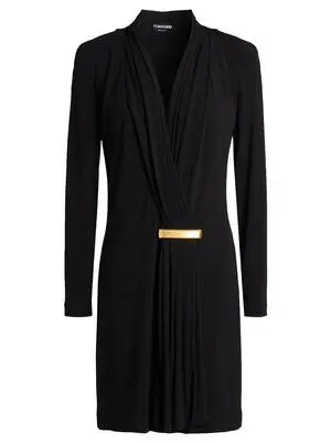 TOM FORD Embellished Draped Jersey Mini Dress - Black