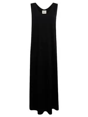 Khaite Sleeveless Round Neck Silk Knit Maxi Dress - Black