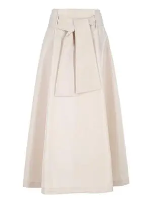 D.exterior Belted A-line Skirt - White