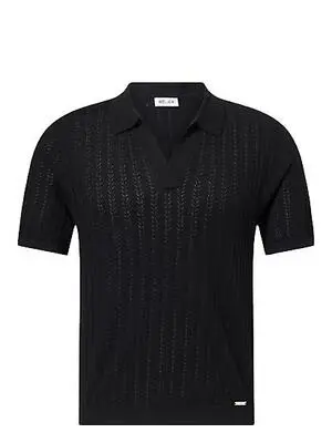 BELIER Enzo Chevron-knit Polo Shirt - Black