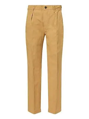 DRAKE'S Straight-leg Cotton And Linen Trousers - Buff